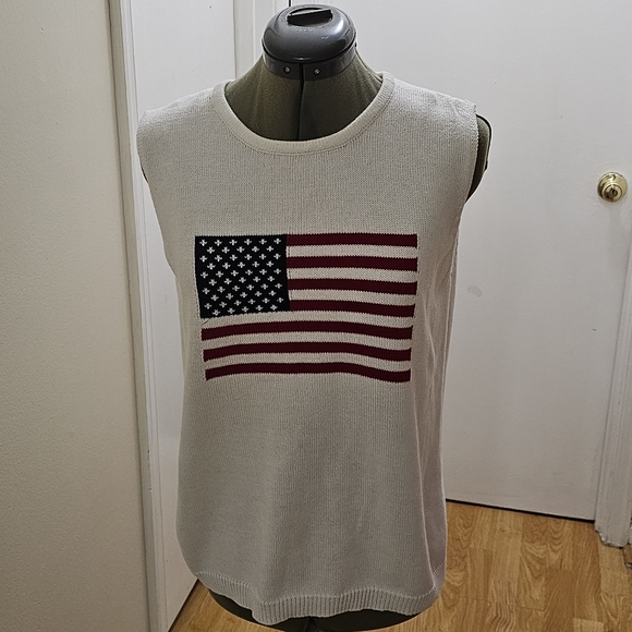 Crystal Kobe | Tops | Nwt Crystal Kobe American Flag Sweater Vest Sz L ...